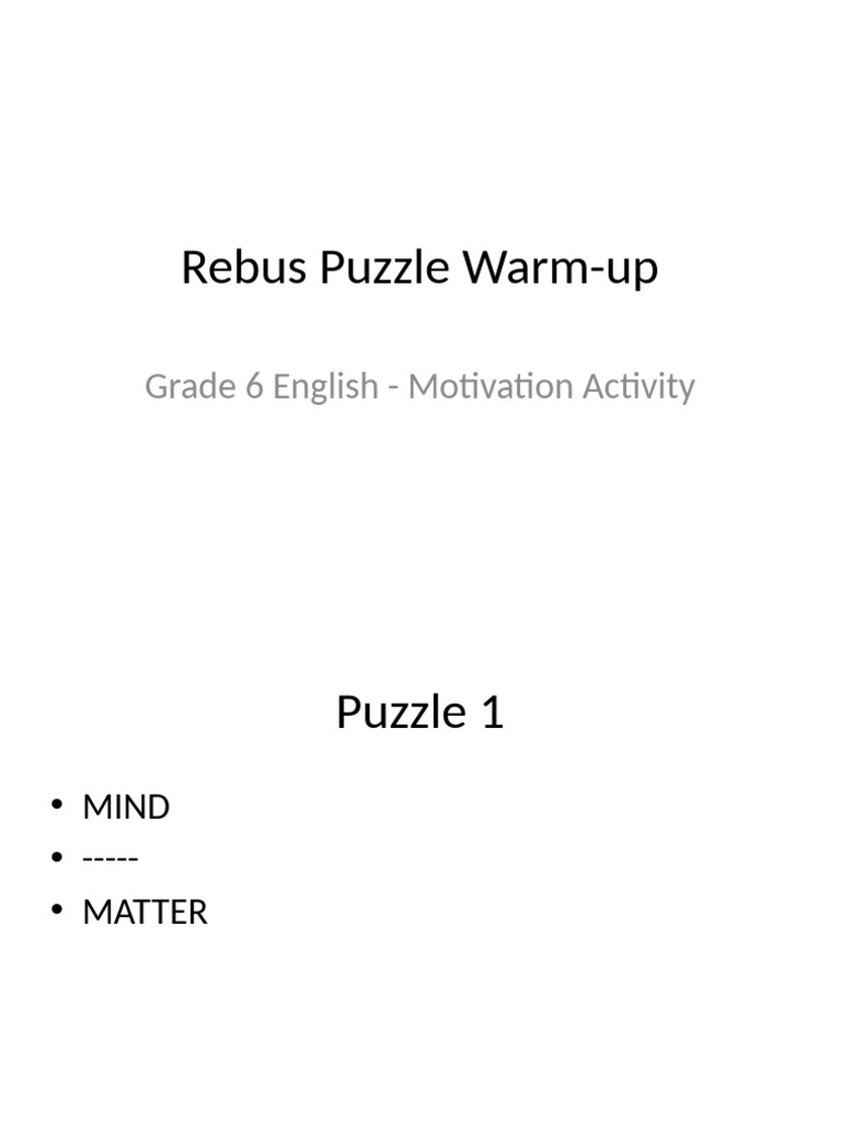 Rebus Puzzle Warmup | PDF