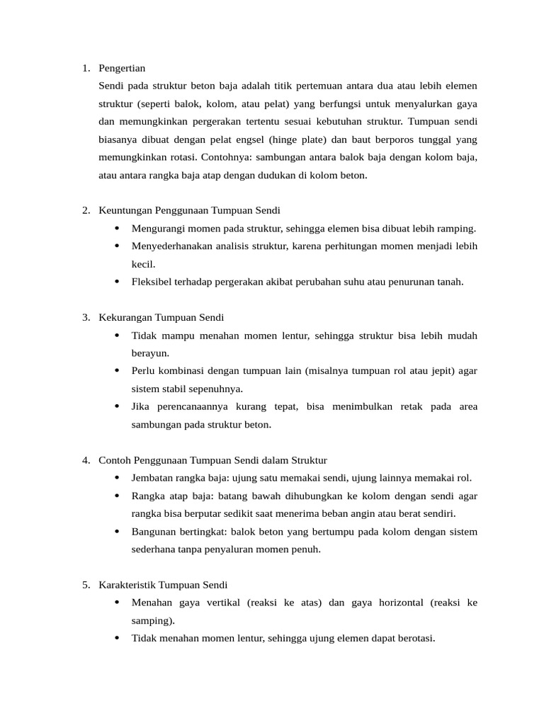 Tumpuan Sendi dalam Struktur Beton-Baja | PDF