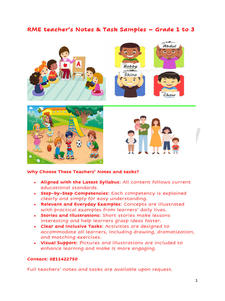 RME Teacher's Notes: Grades 1-3 Tasks | PDF | Pet