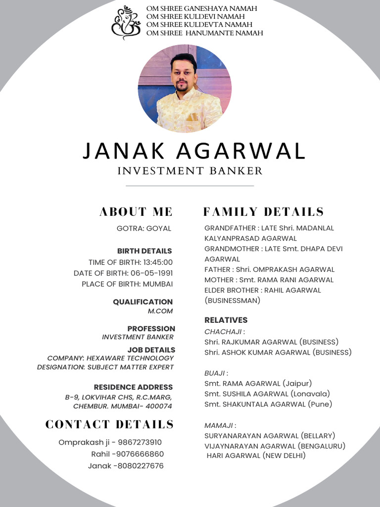 Janak Agarwal Bio Data New | PDF