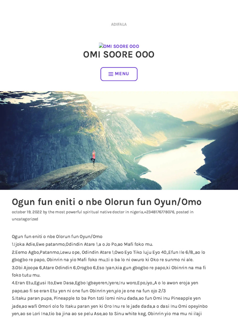 Ogun Fun Eniti o Nbe Olorun Fun Oyun - Omo - OMI SOORE OOO | PDF