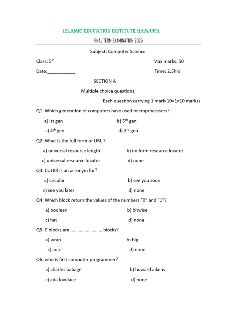 class 5th computer | PDF | Computer Science | Office Equipment