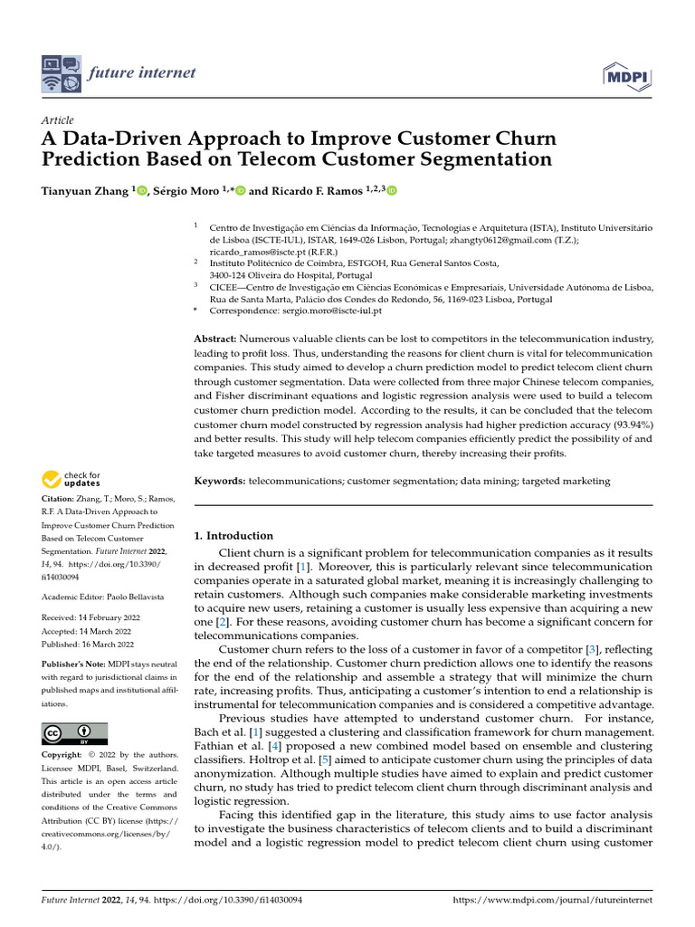 Telecom Customer Churn Prediction Model | PDF | Factor Analysis ...