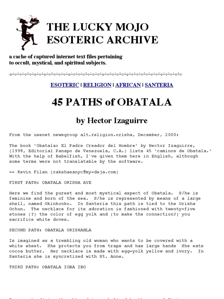 45 Paths of Obatala | PDF | Santería | Religion And Belief