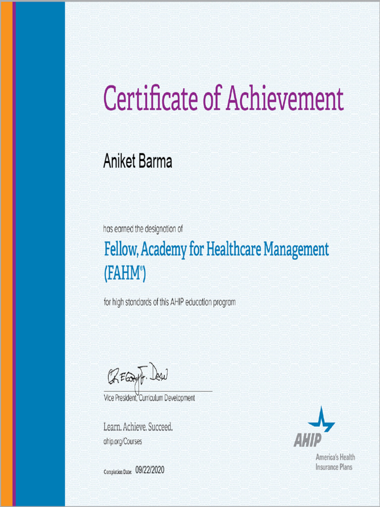 Fellow, Academy For Healthcare Management (FAHM®) | PDF
