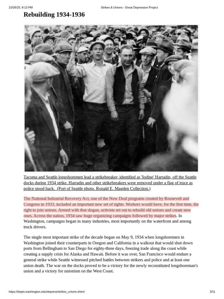 Strikes & Unions - Great Depression Project | PDF | Industrial ...