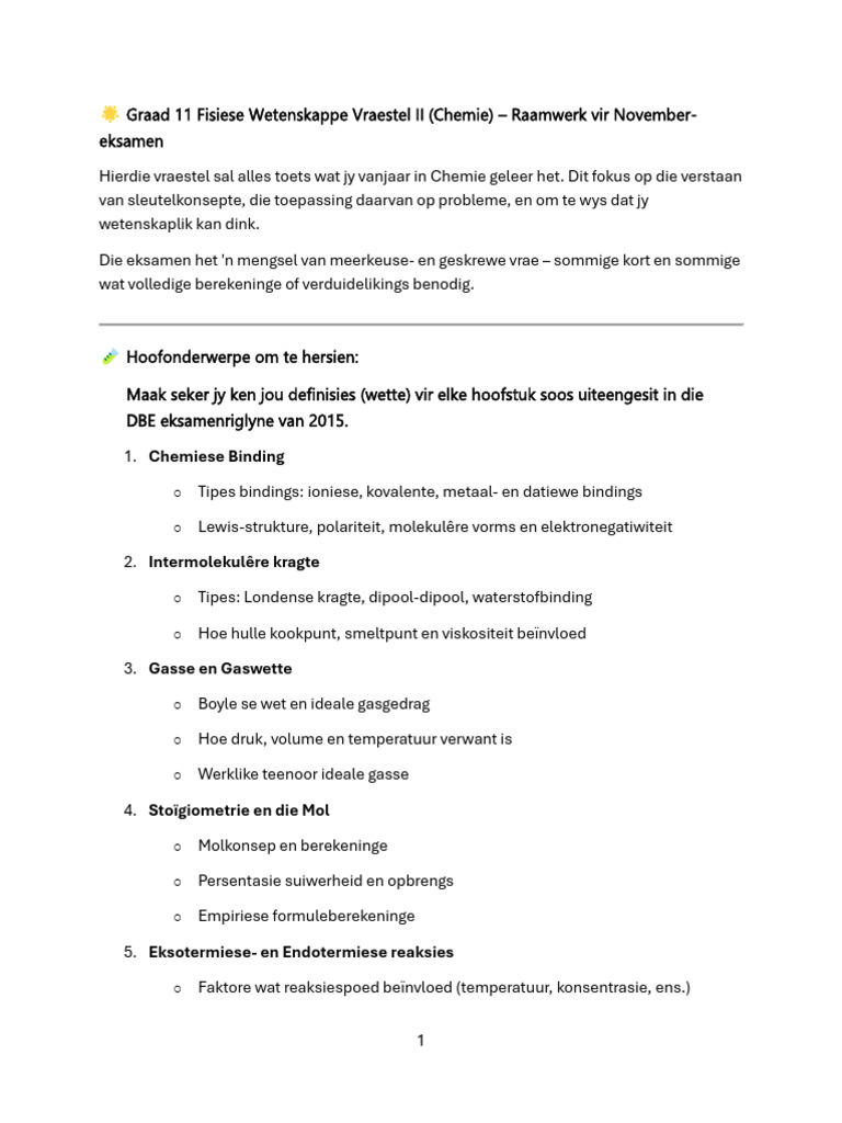 Graad 11 Nov P2 Raamwerk | PDF