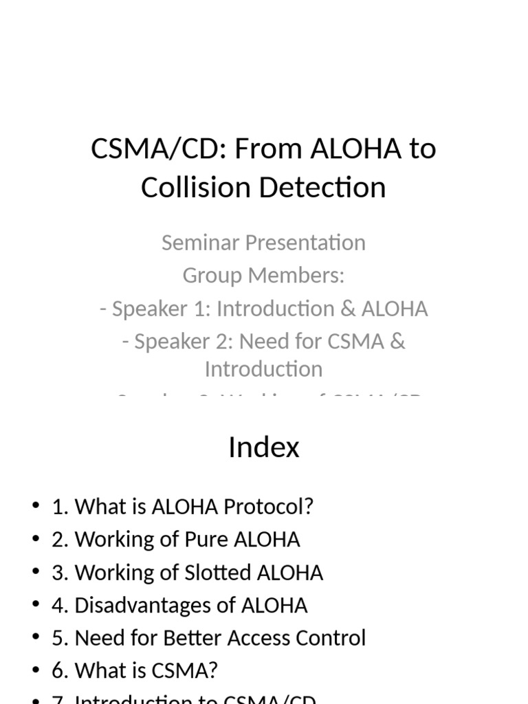 CSMA CD Group Presentation With Index | PDF | Network Protocols | Computing