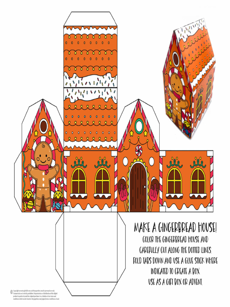 3D Coloring Gingerbread House PDF For PERSONAL USE COPYRIGHT ...