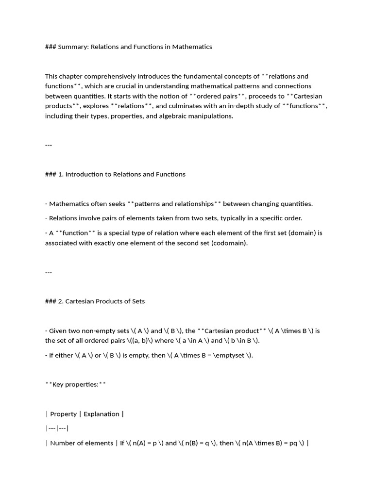 Relations and Fuctions Class 11th Maths | PDF | Function (Mathematics ...