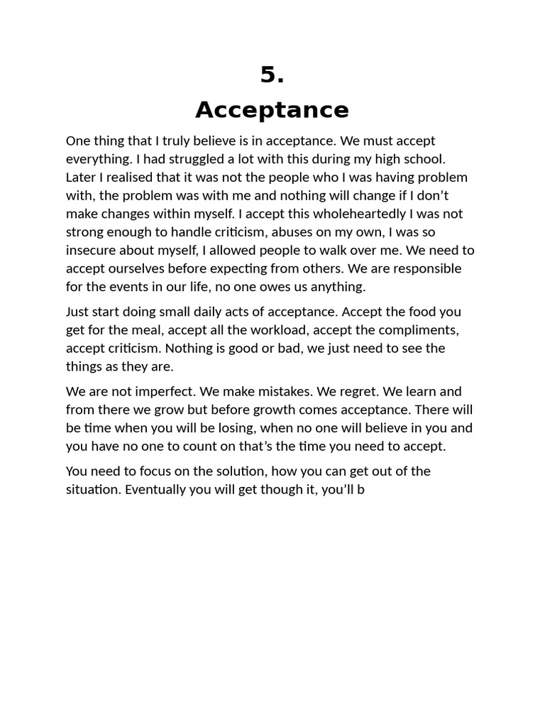 Embracing Acceptance for Personal Growth | PDF
