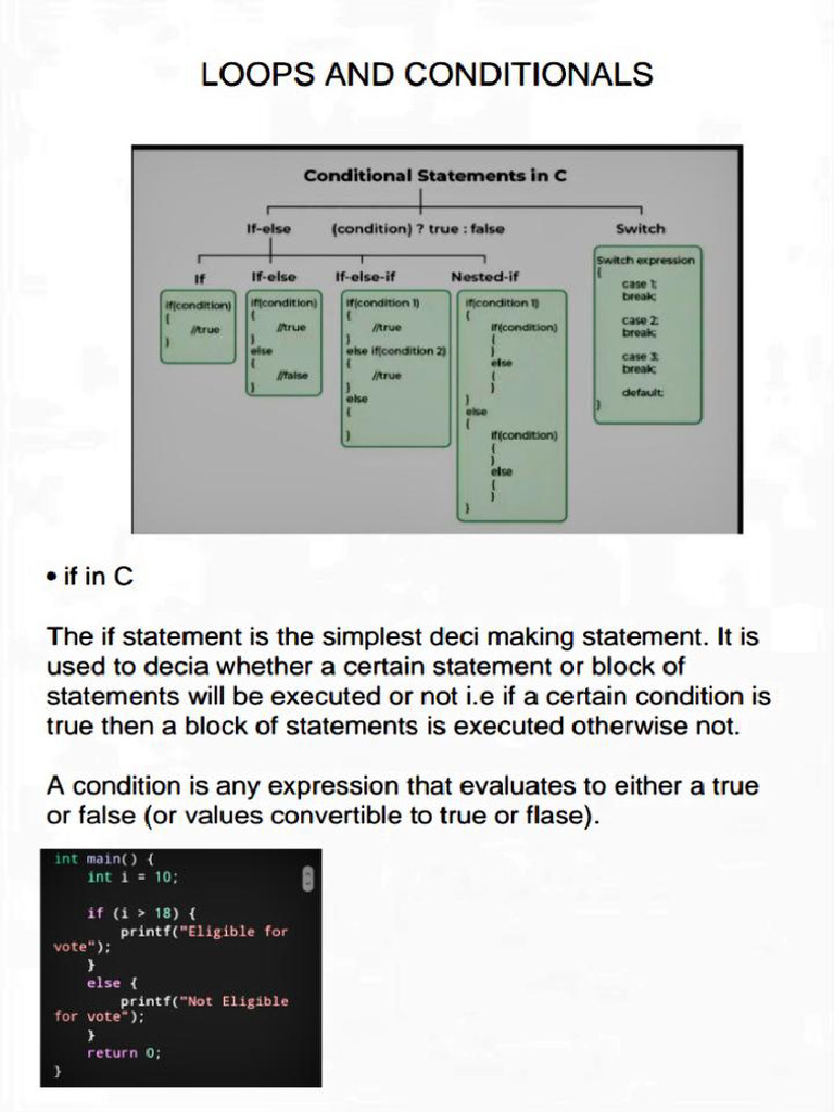 C Programming: Loops and Conditionals | PDF | Control Flow | Object Oriented Programming