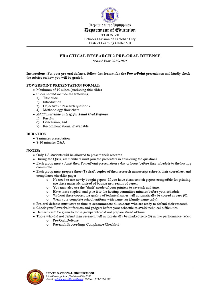 Students Guidelines For Pre-Oral Defense | PDF | Human Communication