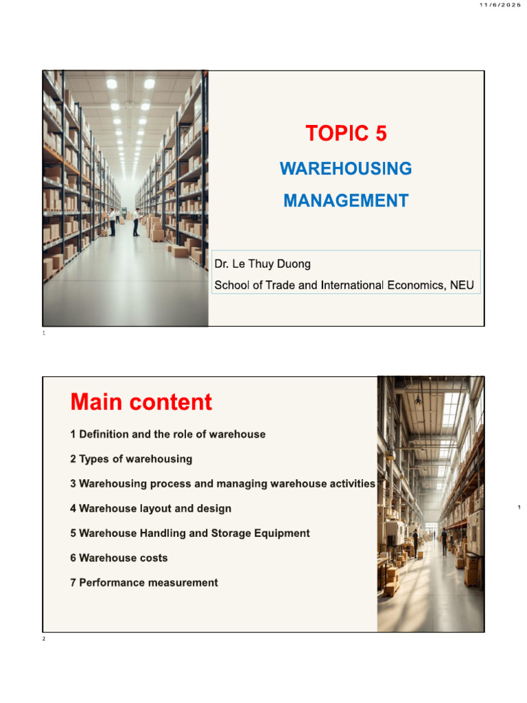 Topic 5 - Warehouse Management (Students) (LMS) | PDF