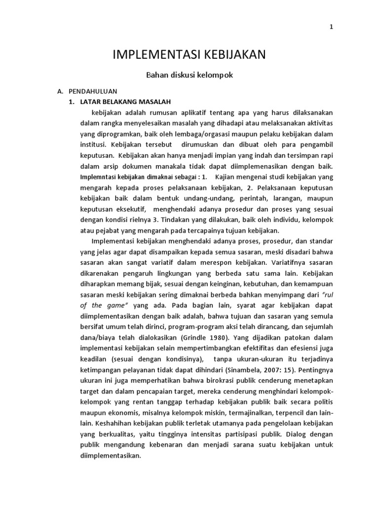 Implementasi Kebijakan | PDF