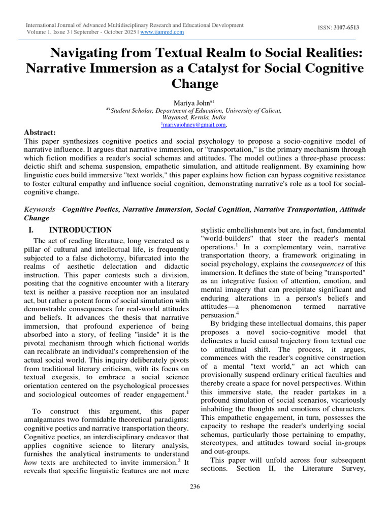 Narrative Immersion and Social Change | PDF | Empathy | Narrative