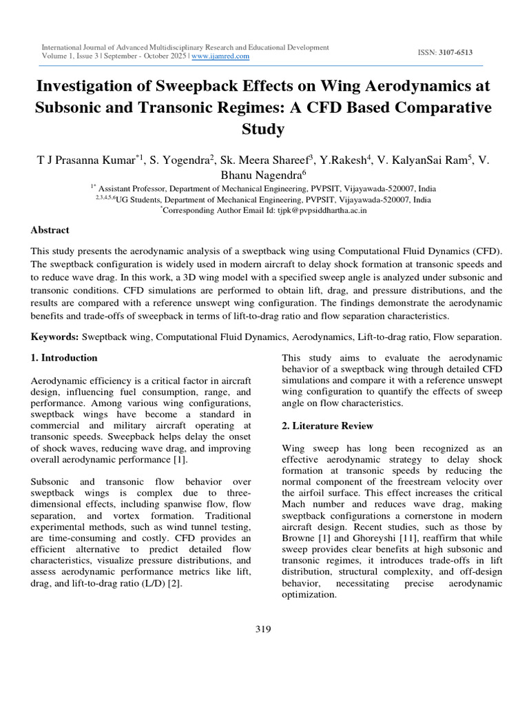 Sweepback Wing Aerodynamics Study | PDF | Aerodynamics | Computational ...