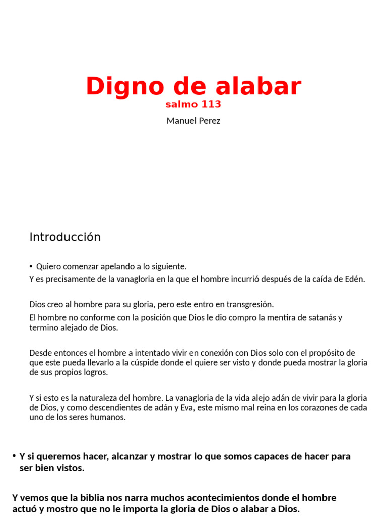 Digno de Alabar Salmo 113 | PDF | Salmos | Dios