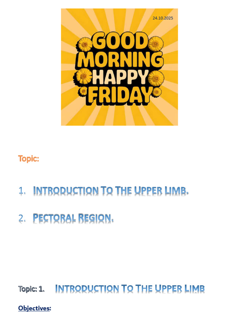 Intro To Upper Limb & Pec Muscles. | PDF | Arm | Hand