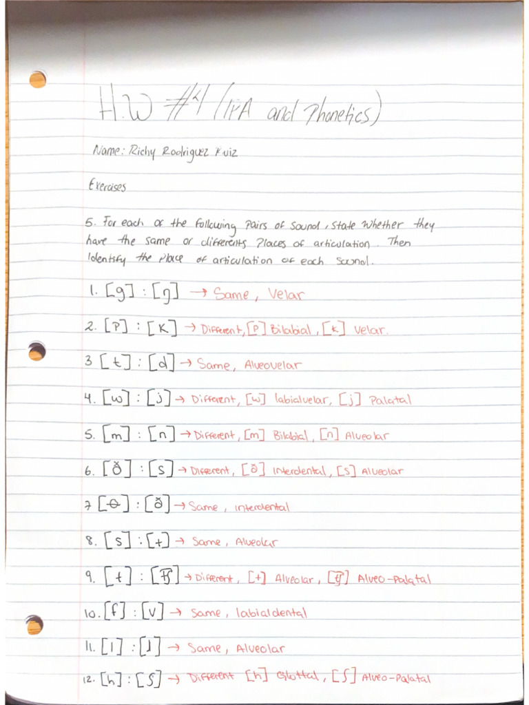 HW # (IPA and Phonetics) | PDF