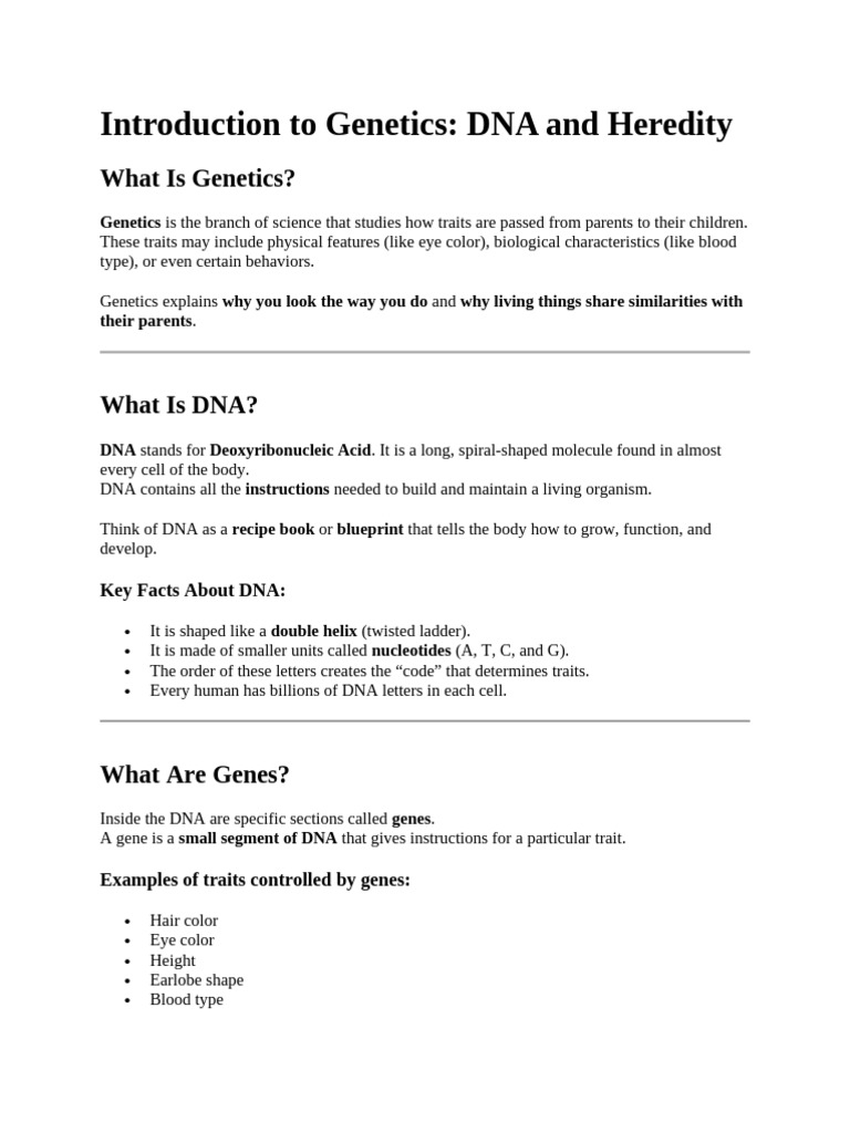 Introduction to Genetics and DNA | PDF | Genetics | Gene