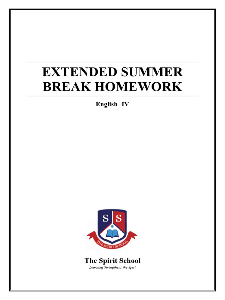 Class IV Extended Summer Break Homework English | PDF | Linguistics ...
