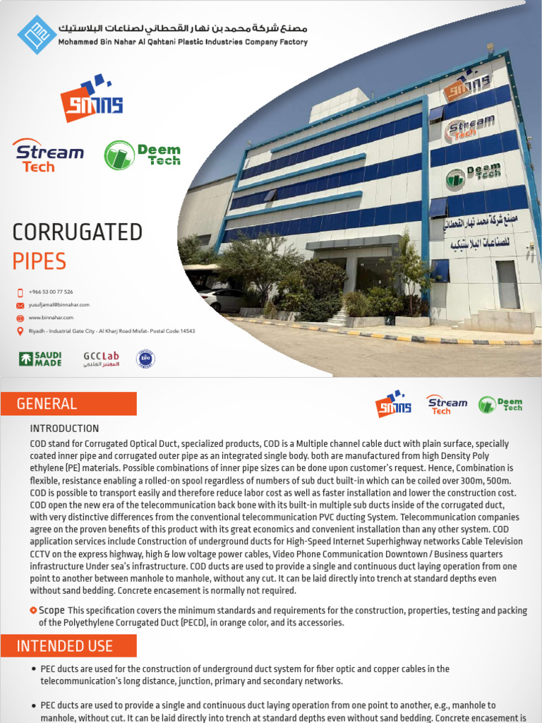 HDPE Corrugated Duct (PECD) Manufacturer Saudi Arabia (KSA ...