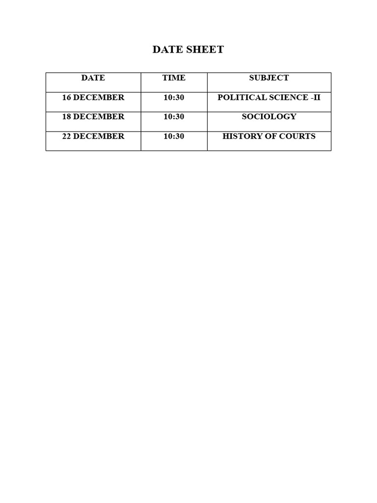 Date Sheet | PDF