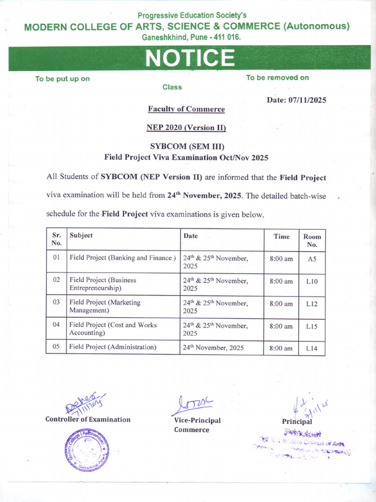 SYBCOM Regular Field Project Viva Examination Nov 2025 | PDF
