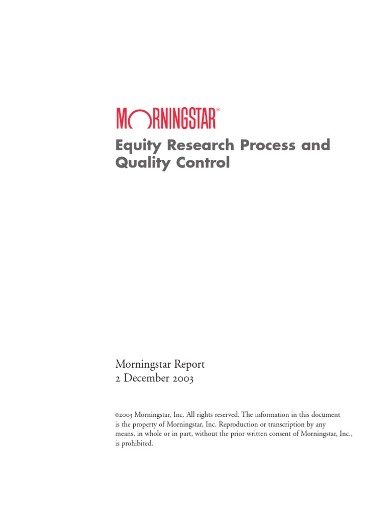 Morning Star Equity Research Process Methodology | PDF | Financial ...
