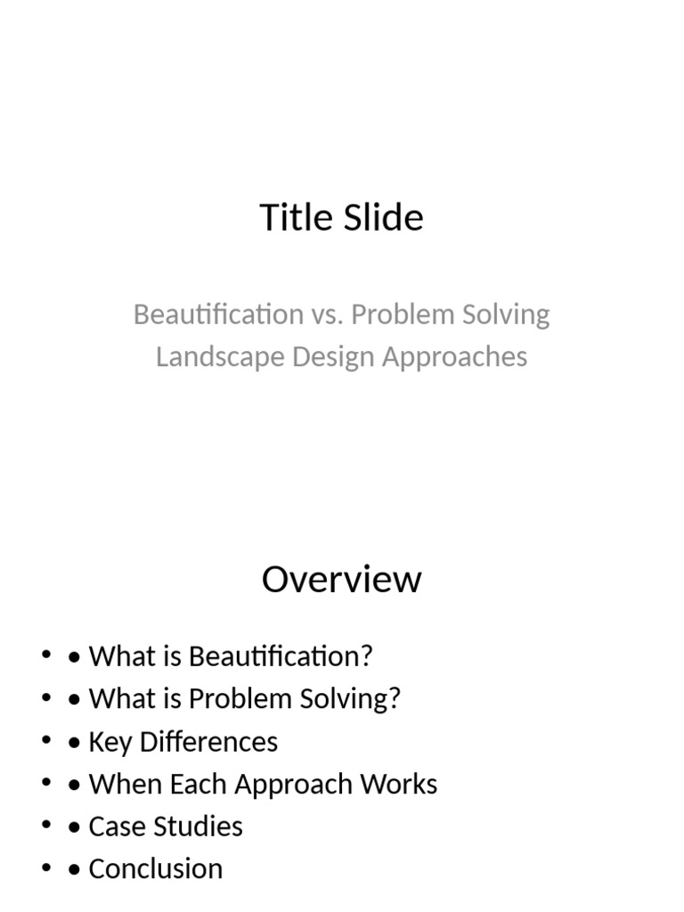 Beautification Vs Problem Solving Landscape Design | PDF