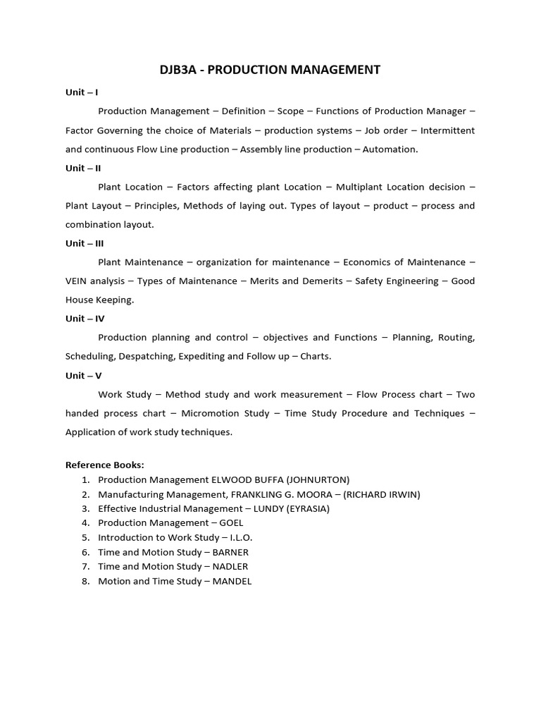 III Year - DJB3A - Production Management | PDF | Operations Management ...