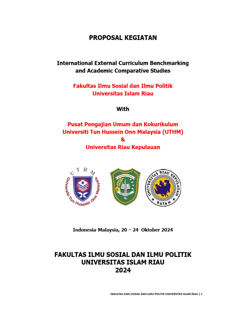 Rencana Kunjungan Fisipol Ke Uthm Unrika 2024 | PDF