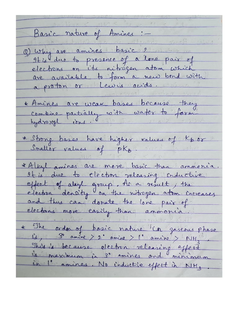 Basic Nature of Amines | PDF
