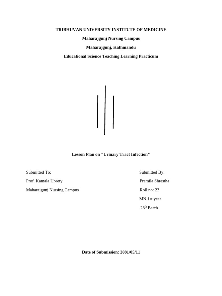 Lesson Plan of UTI | PDF | Urinary Tract Infection | Kidney