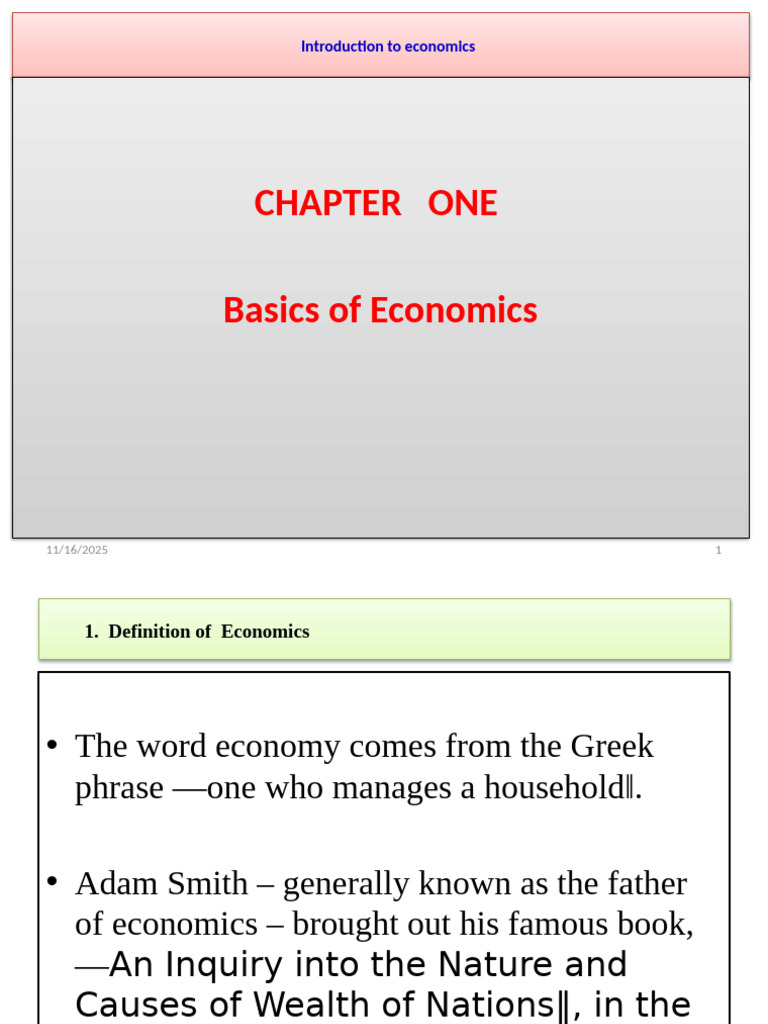 Chapter 1 Intro To Econ | PDF | Economics | Economic System