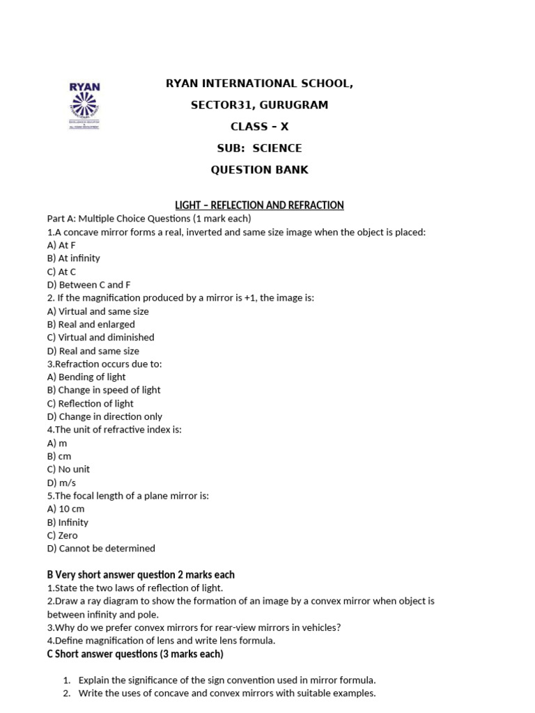 Grade 10 Science Question Bank | PDF | Chemical Reactions ...