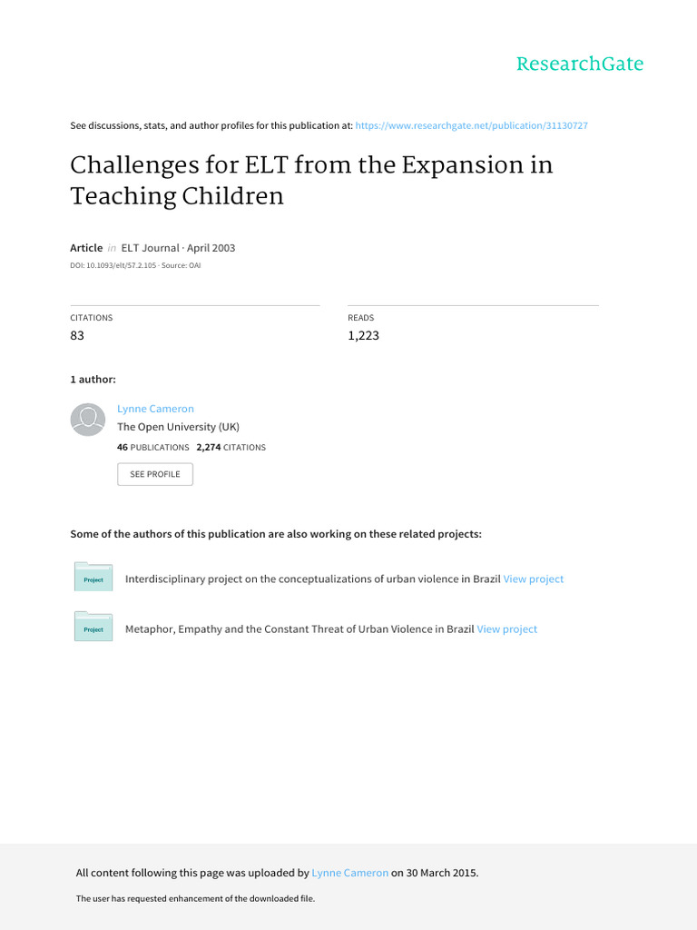 Challenges For ELT From The Expansion in Teaching Children | PDF ...