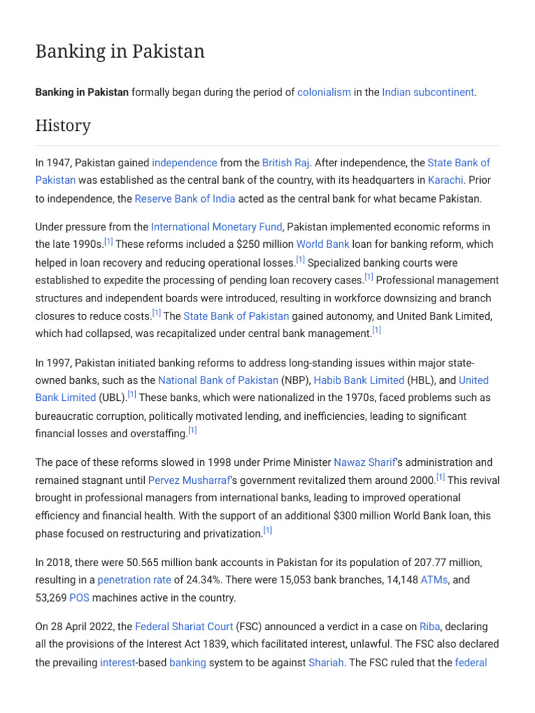 Banking in Pakistan - Wikipedia | PDF | Pakistan | Personal Finance