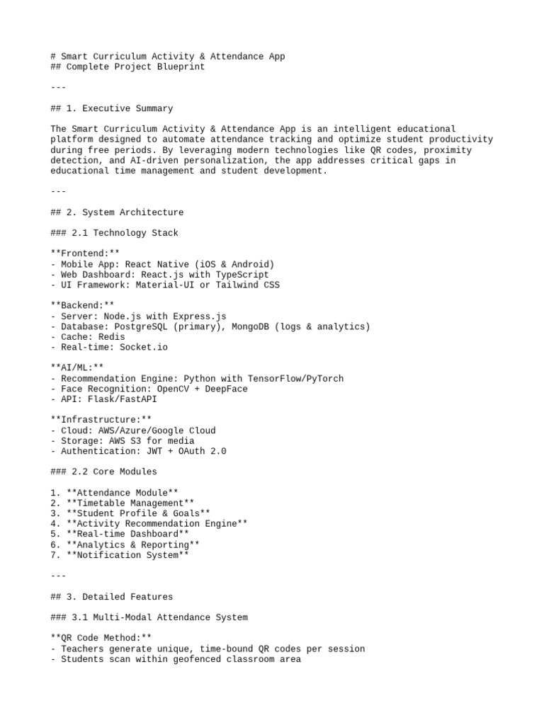 Smart Curriculum Attendance App Blueprint | PDF | Cloud Computing ...