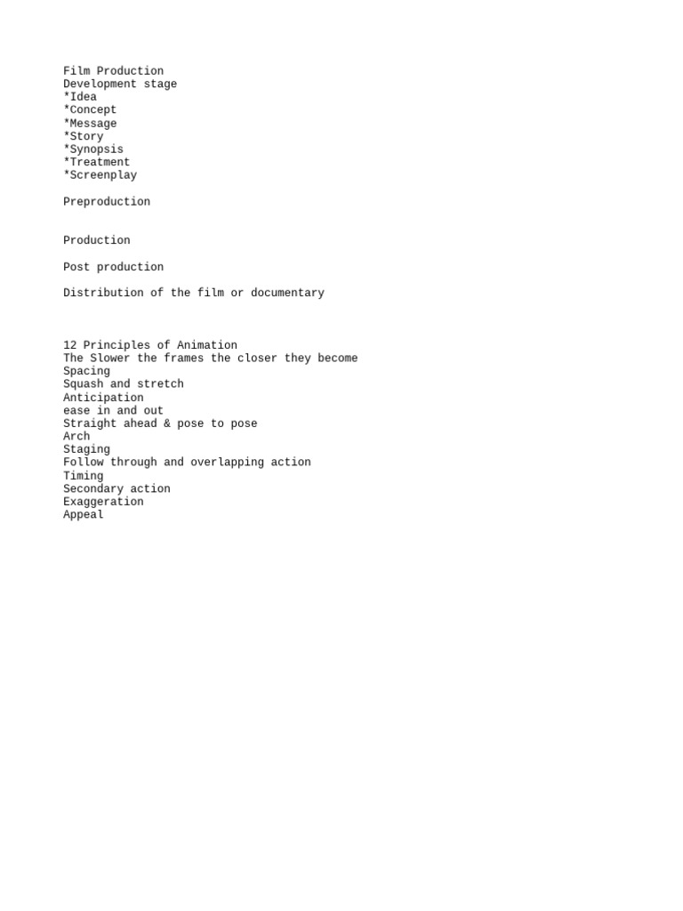 Film Production and Animation Principles | PDF