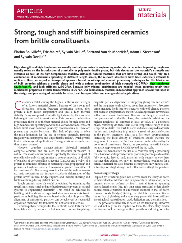 Platlets Lamination Toughening of Ceramics | PDF | Fracture | Sintering