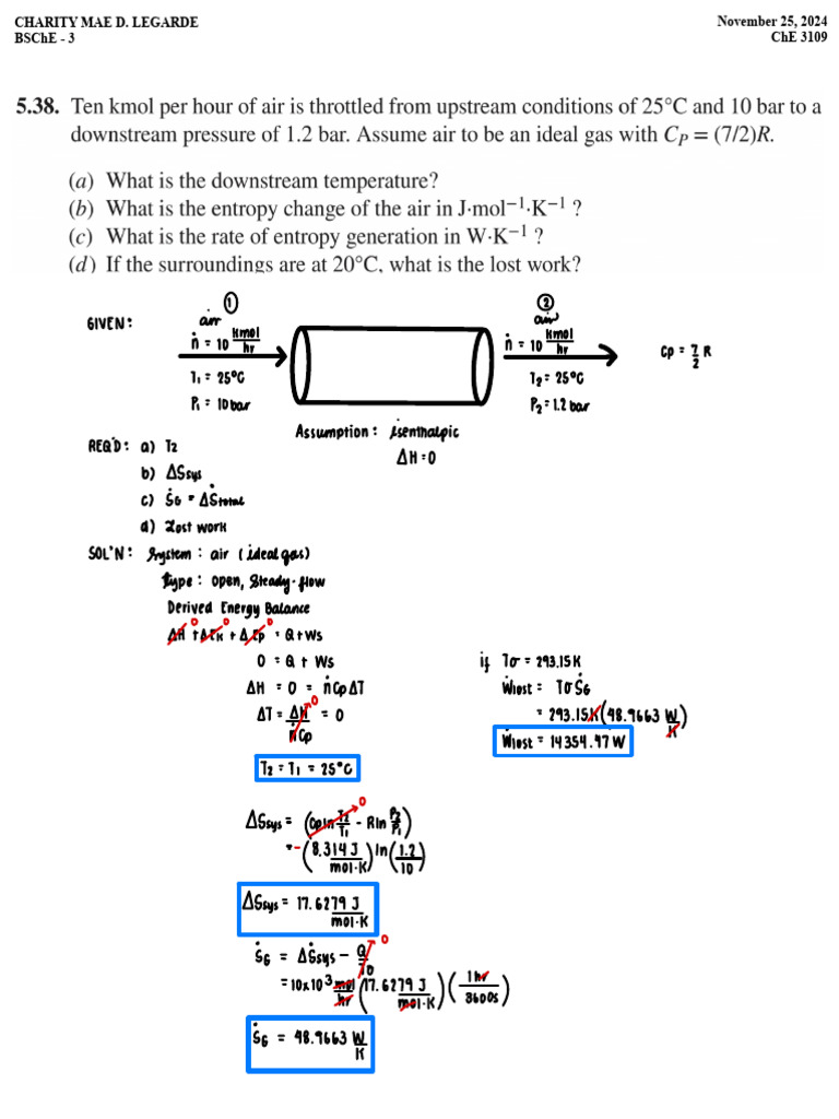 Energy Balance and Lost Work Analysis | PDF | Thermodynamics | Physical ...