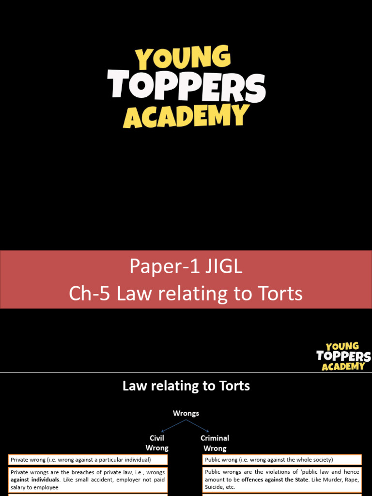 Understanding Torts: Civil vs. Criminal Wrongs | PDF | Tort | Legal ...