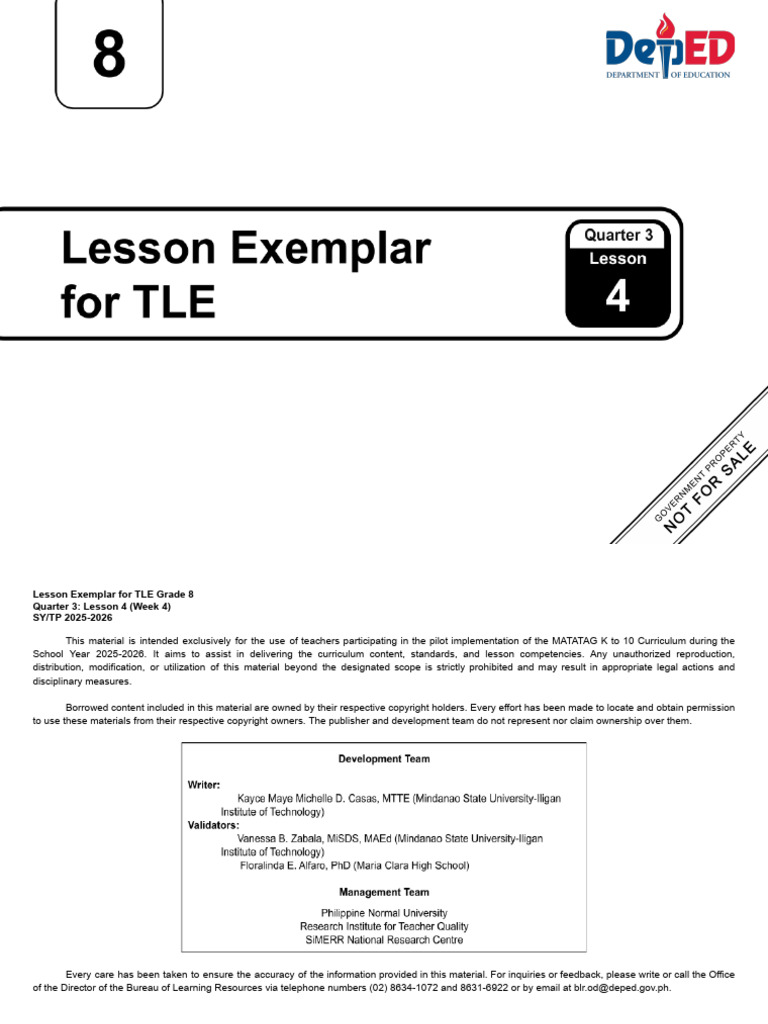 TLE Grade 8 Lesson 4 Answer Key | PDF | Textiles | Clothing