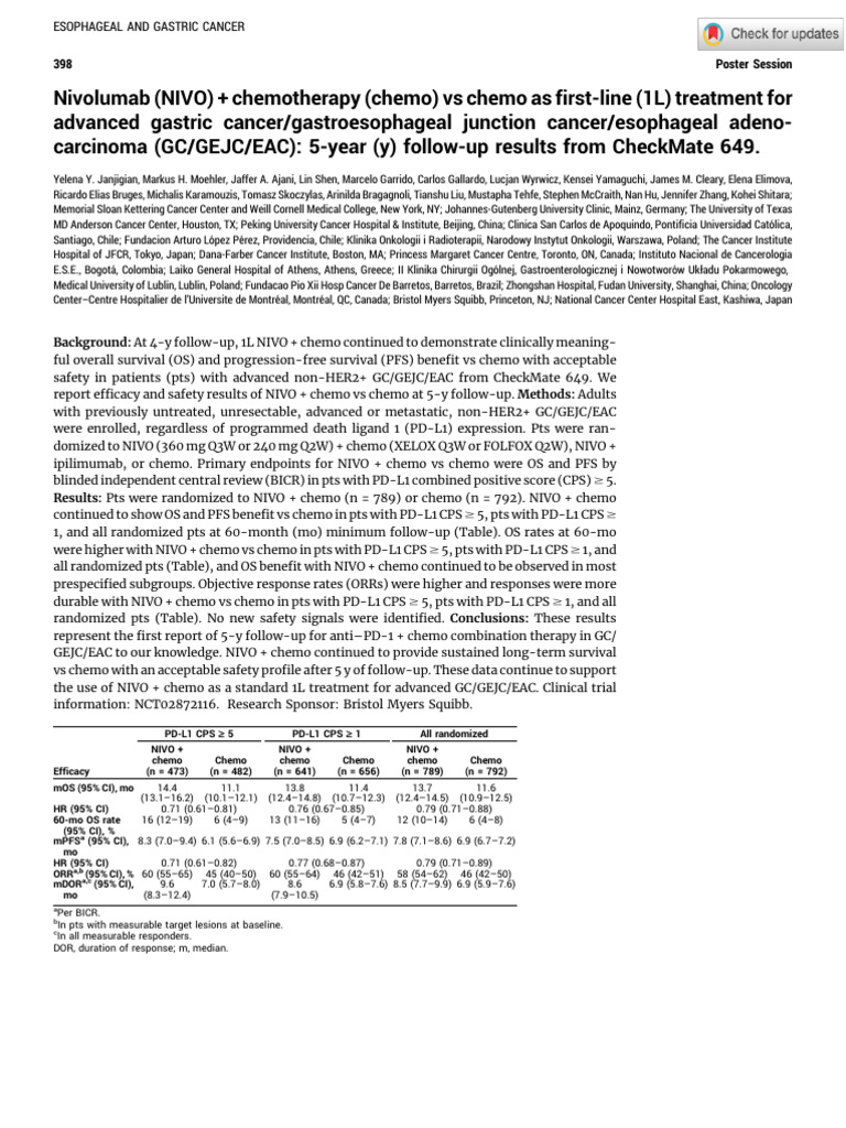 5-Year Results: Nivolumab + Chemo in GC | PDF | Health Care | Drugs