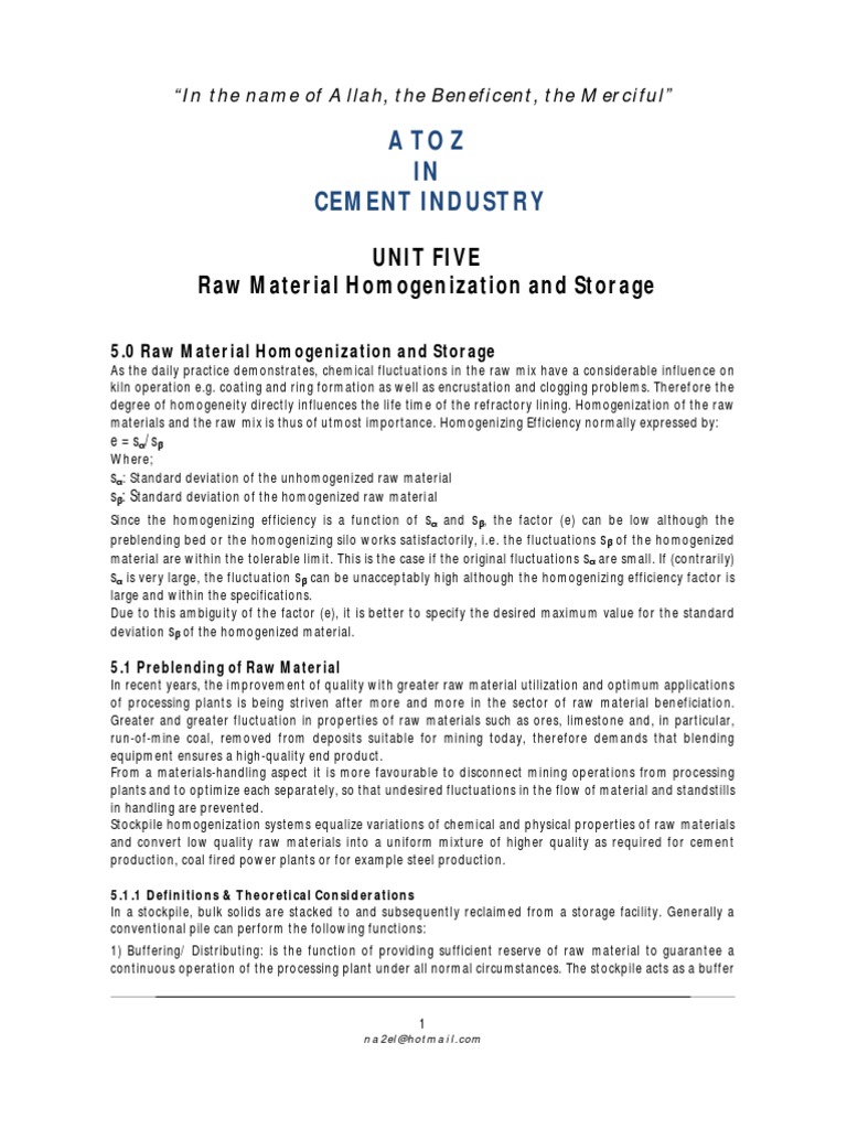 Raw Material Homogenization in Cement | PDF | Deep Foundation | Belt ...