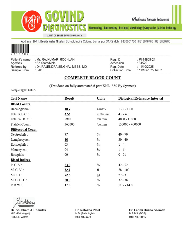 Complete Blood Count and Lab Results | PDF | Glycated Hemoglobin ...