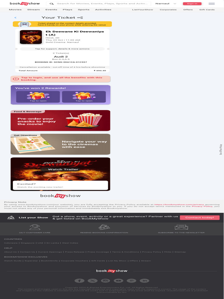 BookMyShow: Movies, Events & Activities | PDF
