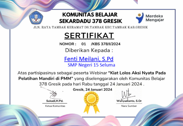 Sertifikat Fenti Meilani, S.PD | PDF
